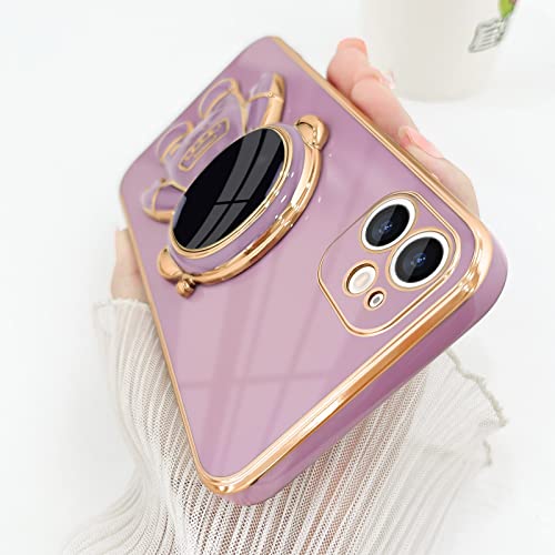 Pepmune Compatible with iPhone 12 Mini Case Cute 3D Astronaut Stand Design Camera Protection Shockproof Soft Back Cover for Apple iPhone 12 Mini Phone Case Purple