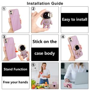 Pepmune Compatible with iPhone 12 Mini Case Cute 3D Astronaut Stand Design Camera Protection Shockproof Soft Back Cover for Apple iPhone 12 Mini Phone Case Purple