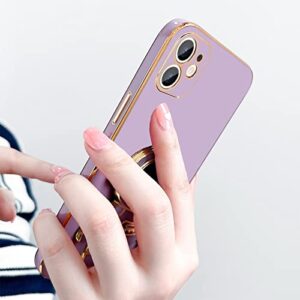 Pepmune Compatible with iPhone 12 Case Cute 3D Astronaut Stand Design Camera Protection Shockproof Soft Back Cover for Apple iPhone 12 Phone Case Purple