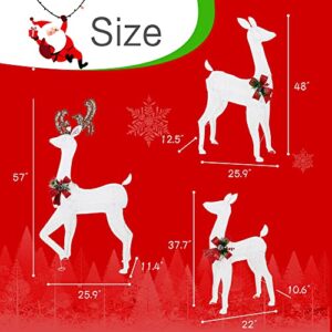 Shintenchi 3-Piece LED Lighted Christmas Deer Outdoor Yard Decorations, 3D Super Large Christmas Reindeer Decor, Outdoor Lighted Holiday Deer with 360 LED Displays for Front Yards Garden Lawn Patio