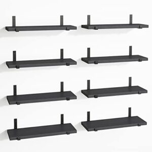 fixwal floating shelves, rustic wood wall shelves set of 8, farmhouse wall decor for bedroom, living room, kitchen and bathroom (black)