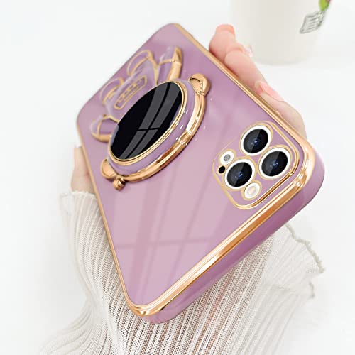 Pepmune Compatible with iPhone 12 Pro Max Case Cute 3D Astronaut Stand Design Camera Protection Shockproof Soft Back Cover for Apple iPhone 12 Pro Max Phone Case Purple