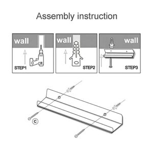 MAJOYLIFE 15 Inch Acrylic Floating Shelves,Clear Wall Mounted Book Shelf,Hanging Display Shelf for Bedroom Bathroom Living Room Office,Drilled and Self Adhesive (1 Pack)