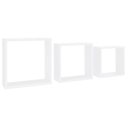 QZZCED Wall Cube Shelves 3 pcs,Floating Shelves,Wall Shelf,Hanging Shelf,Display Shelf,for Bathroom,Bedroom,Toilet,Kitchen,Office,Living Room Decor,White MDF