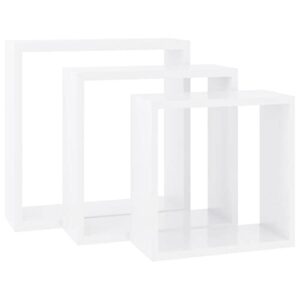 QZZCED Wall Cube Shelves 3 pcs,Floating Shelves,Wall Shelf,Hanging Shelf,Display Shelf,for Bathroom,Bedroom,Toilet,Kitchen,Office,Living Room Decor,White MDF