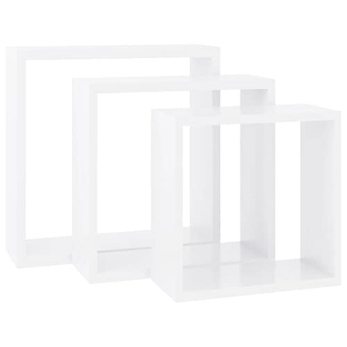 QZZCED Wall Cube Shelves 3 pcs,Floating Shelves,Wall Shelf,Hanging Shelf,Display Shelf,for Bathroom,Bedroom,Toilet,Kitchen,Office,Living Room Decor,White MDF