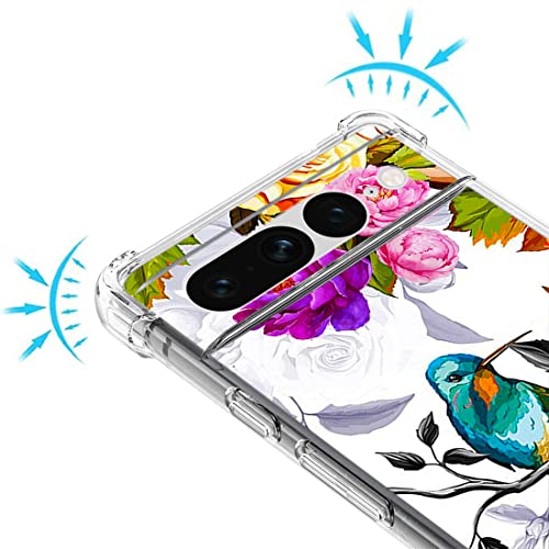 Beaucov Pixel 7 Pro Case, Hummingbird in Flowers Bird Drop Protection Shockproof Case TPU Full Body Protective Scratch-Resistant Cover for Google Pixel 7 Pro