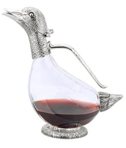 rigeli regent silverplated duck decanter 25.3 oz, 750ml red wine carafe, wine gift, wine accessories decanter for wine, men/women's good gift on special day