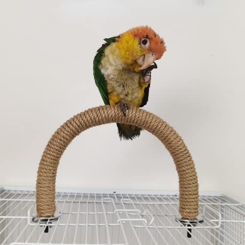 Bird Stand Perch U Shape Bird Perch Stand Toy,Hemp Rope Material Parrot Stand Platform Accessories Exercise Toys for Birds and Parrots Natural Bird Cage Toys Supplies for Small Medium Birds