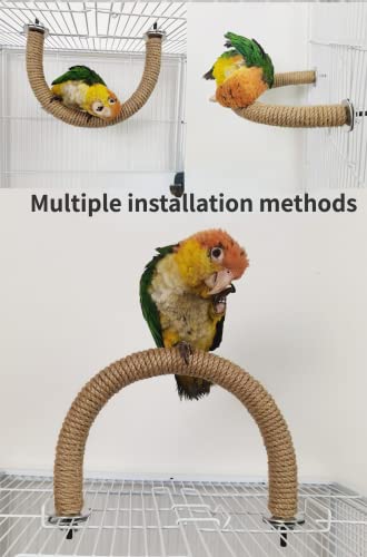 Bird Stand Perch U Shape Bird Perch Stand Toy,Hemp Rope Material Parrot Stand Platform Accessories Exercise Toys for Birds and Parrots Natural Bird Cage Toys Supplies for Small Medium Birds