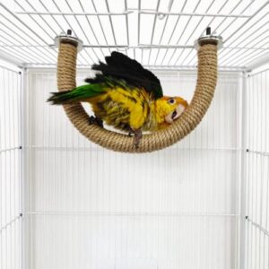 Bird Stand Perch U Shape Bird Perch Stand Toy,Hemp Rope Material Parrot Stand Platform Accessories Exercise Toys for Birds and Parrots Natural Bird Cage Toys Supplies for Small Medium Birds