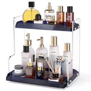 pekvizk 2 tier bathroom countertop organizer, acrylic vanity tray for spice rack, storage shelf, cosmetic & make-up storage, under sink organizer for bathroom, kitchen, living room, bedroom