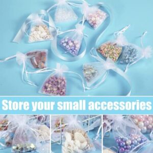 FOBGEL 100 Pcs White Organza Bags 2.8x3.5 (7x9cm), Drawstring Jewelry Gift Bag, Small Gift Bag, For Party, Jewelry, Christmas, Lavender, Festival, Bathroom Soaps, Makeup, Organza Favor Bags