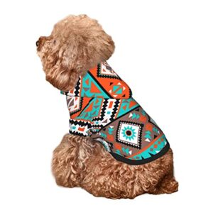 Small Pet Sweaters with Hat Colorful-Navajo-Pattern-Aztec Cat Puppy Hoodie Pet Hooded Coat Small