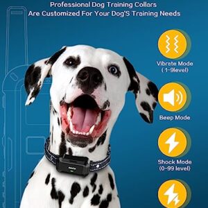 Dog Shock Collar with Remote - 2600FT Dog Training Collar with 3 Training Modes, Beep, Vibration, Shock, IPX7 Waterproof Rechargeable Electric Collar for Medium Large Dogs