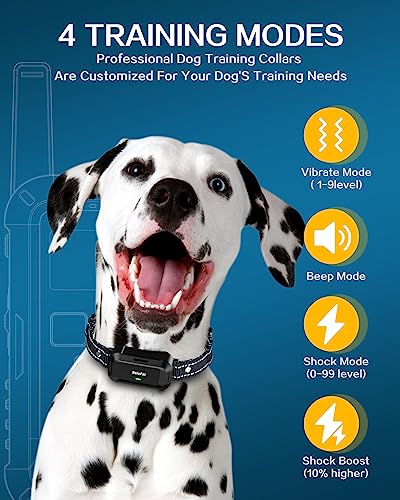 Dog Shock Collar with Remote - 2600FT Dog Training Collar with 3 Training Modes, Beep, Vibration, Shock, IPX7 Waterproof Rechargeable Electric Collar for Medium Large Dogs