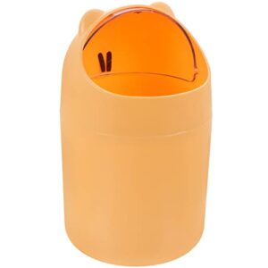 Cabilock 2pcs Home Plastic Wastebasket Container Brush Cute Holder Bin Table Shape Tiny Can Rubbish Cartoon Yellow Tabletop Makeup Garbage Mini Desktop Trash Bathroom Small Living Lovely