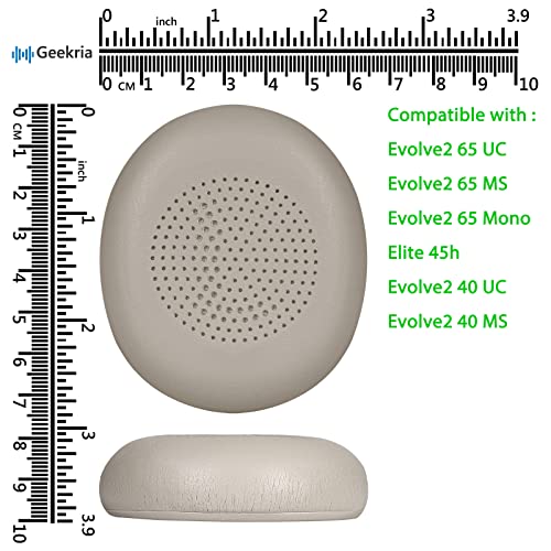 Geekria QuickFit Replacement Ear Pads for Jabra Evolve2 65 UC, Evolve2 65 MS, Evolve2 40 UC, Evolve2 40 MS, Elite 45h Headphones Ear Cushions, Headset Earpads, Ear Cups Cover Repair Parts (Beige)