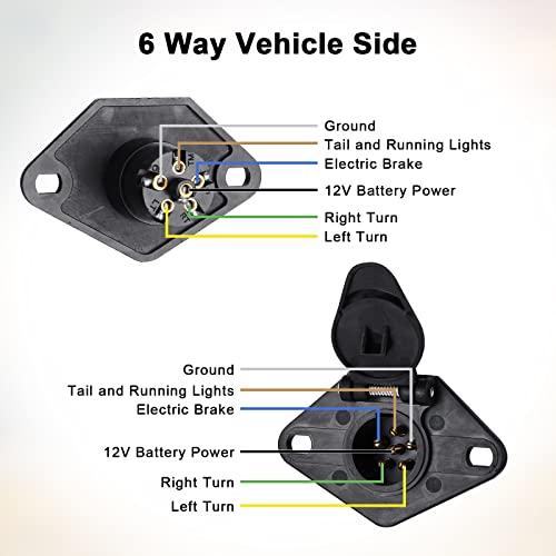 7 Wire to 6 Wire Trailer Plug Cord Adapter, Coiled Cable with Female Receptor, 7-Way Blade to 6-Way Pin Towing Wring (Tool trio)