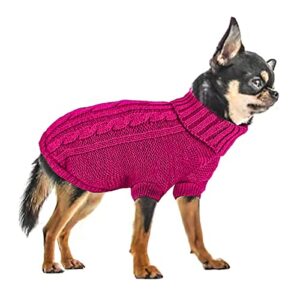 Set of 2 Dog Clothes for Small Dogs Girl Boy Turtleneck Knitted Chihuahua Sweater, Girl Dog Clothes, Red Cute Pet Knitwear Sweaters Soft Puppy Cold Weather Outfits Doggie Cat Clothing (XX-Small)