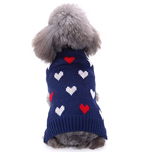 Dog Sweaters Turtleneck Small Dog Sweater Knitwear Cute Dog Clothes Pullover Warm Pet Sweater with Cute Yarn Decors, Classic Winter Pet Coat Knit Clothes for Cold Weather Ideal Gift for Pet