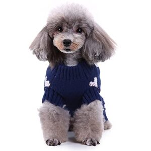 Dog Sweaters Turtleneck Small Dog Sweater Knitwear Cute Dog Clothes Pullover Warm Pet Sweater with Cute Yarn Decors, Classic Winter Pet Coat Knit Clothes for Cold Weather Ideal Gift for Pet