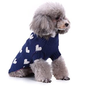 Dog Sweaters Turtleneck Small Dog Sweater Knitwear Cute Dog Clothes Pullover Warm Pet Sweater with Cute Yarn Decors, Classic Winter Pet Coat Knit Clothes for Cold Weather Ideal Gift for Pet