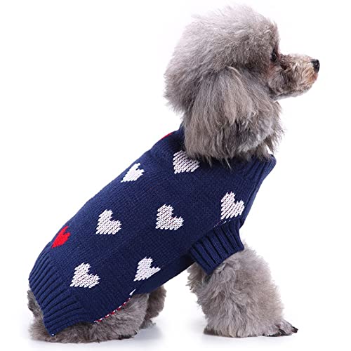 Dog Sweaters Turtleneck Small Dog Sweater Knitwear Cute Dog Clothes Pullover Warm Pet Sweater with Cute Yarn Decors, Classic Winter Pet Coat Knit Clothes for Cold Weather Ideal Gift for Pet