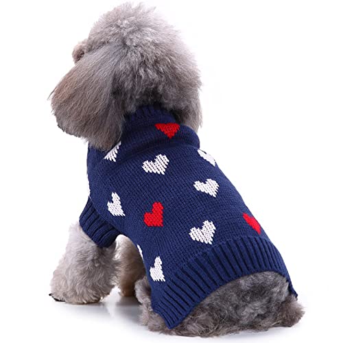 Dog Sweaters Turtleneck Small Dog Sweater Knitwear Cute Dog Clothes Pullover Warm Pet Sweater with Cute Yarn Decors, Classic Winter Pet Coat Knit Clothes for Cold Weather Ideal Gift for Pet