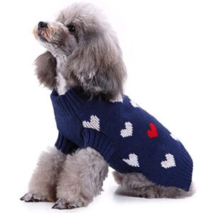 Dog Sweaters Turtleneck Small Dog Sweater Knitwear Cute Dog Clothes Pullover Warm Pet Sweater with Cute Yarn Decors, Classic Winter Pet Coat Knit Clothes for Cold Weather Ideal Gift for Pet