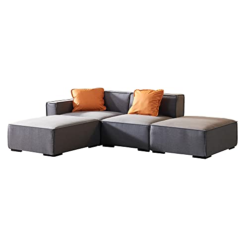 HomSof Modern Modular Sectional Sofa with Two Pillows, Convertible Corner L-Shaped Couch for Living Room, Dark Grey