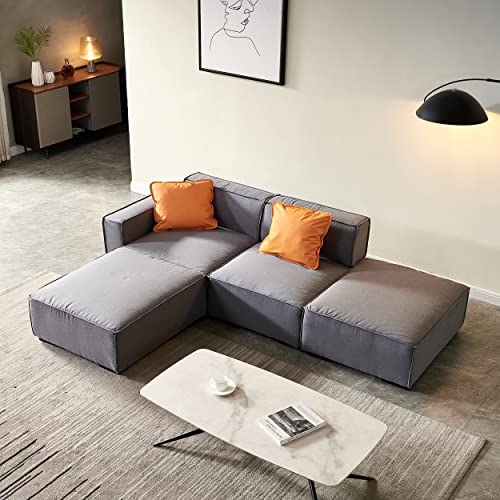 HomSof Modern Modular Sectional Sofa with Two Pillows, Convertible Corner L-Shaped Couch for Living Room, Dark Grey