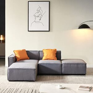 HomSof Modern Modular Sectional Sofa with Two Pillows, Convertible Corner L-Shaped Couch for Living Room, Dark Grey