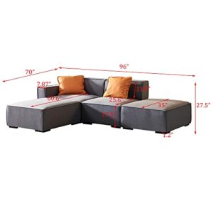 HomSof Modern Modular Sectional Sofa with Two Pillows, Convertible Corner L-Shaped Couch for Living Room, Dark Grey