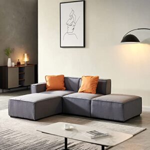 HomSof Modern Modular Sectional Sofa with Two Pillows, Convertible Corner L-Shaped Couch for Living Room, Dark Grey