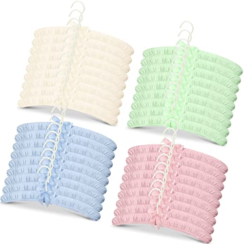 36 Pack Women Padded Hangers Bulk Satin Padded Sweater Hangers No Shoulder Bump 15.2 Inch Anti Slip Wooden Foam Silk Hangers for Wedding Dress Covered Coat Clothes Suits Lingerie, 4 Colors