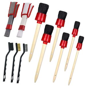 mvotaoya auto pro diy detailing brush set for cleaning engine, wheel, interior, air vent, emblem, car, motorcycle,with 6pcs detail brushes,3pcs wire brush,2 pcs automotive air conditioner brush