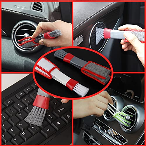 MVOTAOYA AUTO PRO DIY Detailing Brush Set for Cleaning Engine, Wheel, Interior, Air Vent, Emblem, Car, Motorcycle,with 6pcs Detail Brushes,3pcs Wire Brush,2 pcs Automotive Air Conditioner Brush