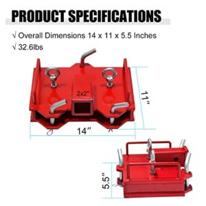 Hasopy Insert Forklift Trailer Hitch Receiver for Dual Pallet Forks Towing Adapter Attachment, 2" Trailer Hitch Receiver Heavy Duty Steel 6500lbs Capacity