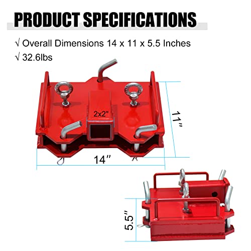 Hasopy Insert Forklift Trailer Hitch Receiver for Dual Pallet Forks Towing Adapter Attachment, 2" Trailer Hitch Receiver Heavy Duty Steel 6500lbs Capacity