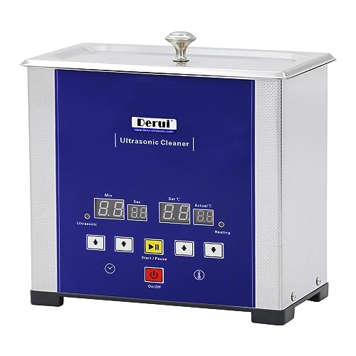 1L/0.26gal 60W Ultrasonic Eyeglasses Cleaner Longer and Wider Tank with Timer 0-60min and Heater 80 ℃ for Circuit Board Rings Eyeglasses Jewelry PCB Coin Razor BParts Silver Denture