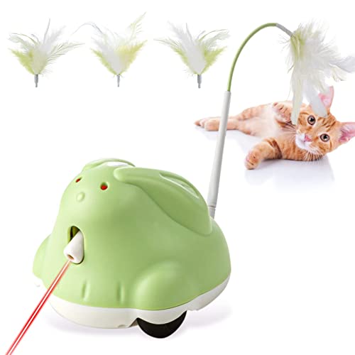 Automatic Cat Toys for Indoor Cats Replace Feather,Rechargeable Kitten Toys for Carpet,Robotic Cat Feather Toys with Laser,Self Moving Interactive Motorized Pet Electric Toys, Remote Cat Toy Exercise