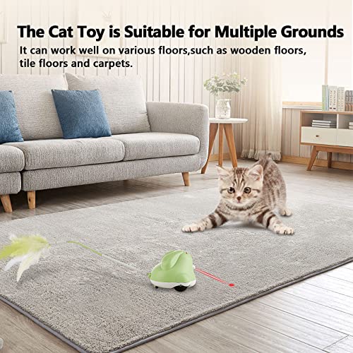 Automatic Cat Toys for Indoor Cats Replace Feather,Rechargeable Kitten Toys for Carpet,Robotic Cat Feather Toys with Laser,Self Moving Interactive Motorized Pet Electric Toys, Remote Cat Toy Exercise