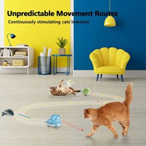 Automatic Cat Toys for Indoor Cats Replace Feather,Rechargeable Kitten Toys for Carpet,Robotic Cat Feather Toys with Laser,Self Moving Interactive Motorized Pet Electric Toys, Remote Cat Toy Exercise