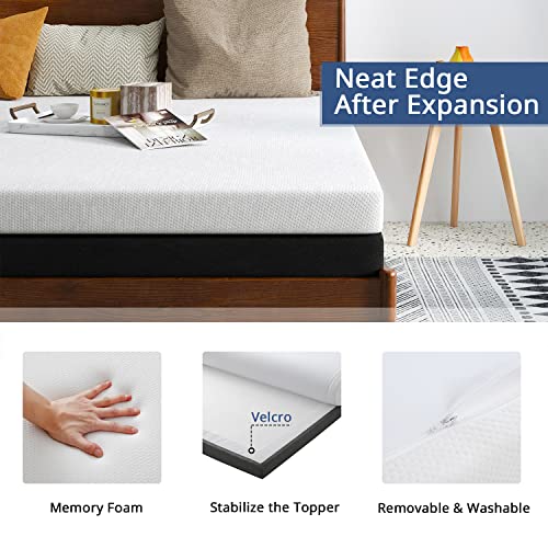 2 in 1 Twin Mattress, 8 inch Memory Foam Mattress, Medium Firm Bed Mattress with Cover, Bed-in-a-Box (White)