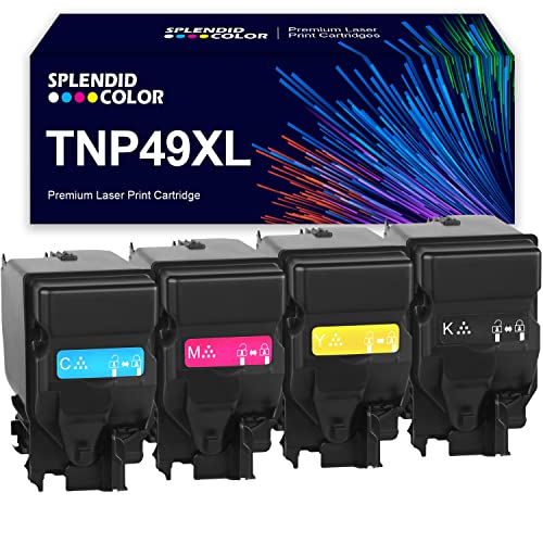 SPLENDIDCOLOR A95W430 A95W330 A95W230 A95W130 Remanufactured High Yield 4PK TNP49 Toner Cartridge Replacement for Konica Minolta Bizhub C3351 C3350 C3850 C3851FS Printer.