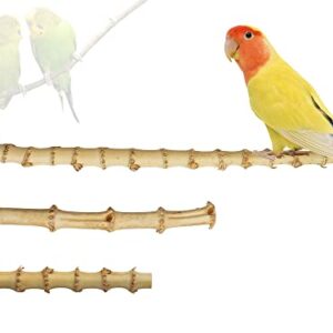 3 Pack Bird Perch Stand, Natural Bamboo Parrot Paw Grinding Toys, Bird Cage Accessories, Bird Paw Grinding for Small Birds Parrots Parakeets Cockatiels Conures Finches Love Birds