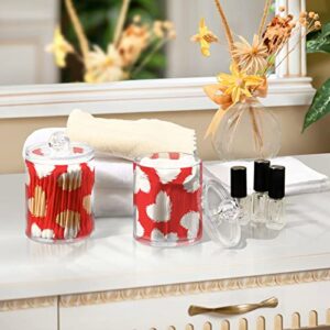 BOENLE 2 Pack Qtip Holder Organizer Dispenser Heart Valentines Bathroom Storage Canister Cotton Ball Holder Container for Cotton Swabs/Pads/Floss