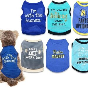 6 Pack Boy Dog Clothes for Boys Small Dog Shirts Puppy T Shirt for Small Dogs Boy Clothes Dogs T-Shirt Chihuahua Yorkie Clothes