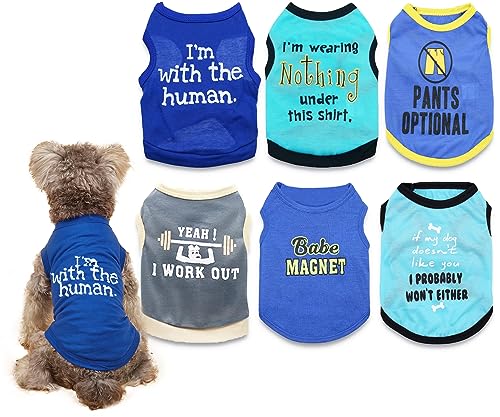 6 Pack Boy Dog Clothes for Boys Small Dog Shirts Puppy T Shirt for Small Dogs Boy Clothes Dogs T-Shirt Chihuahua Yorkie Clothes